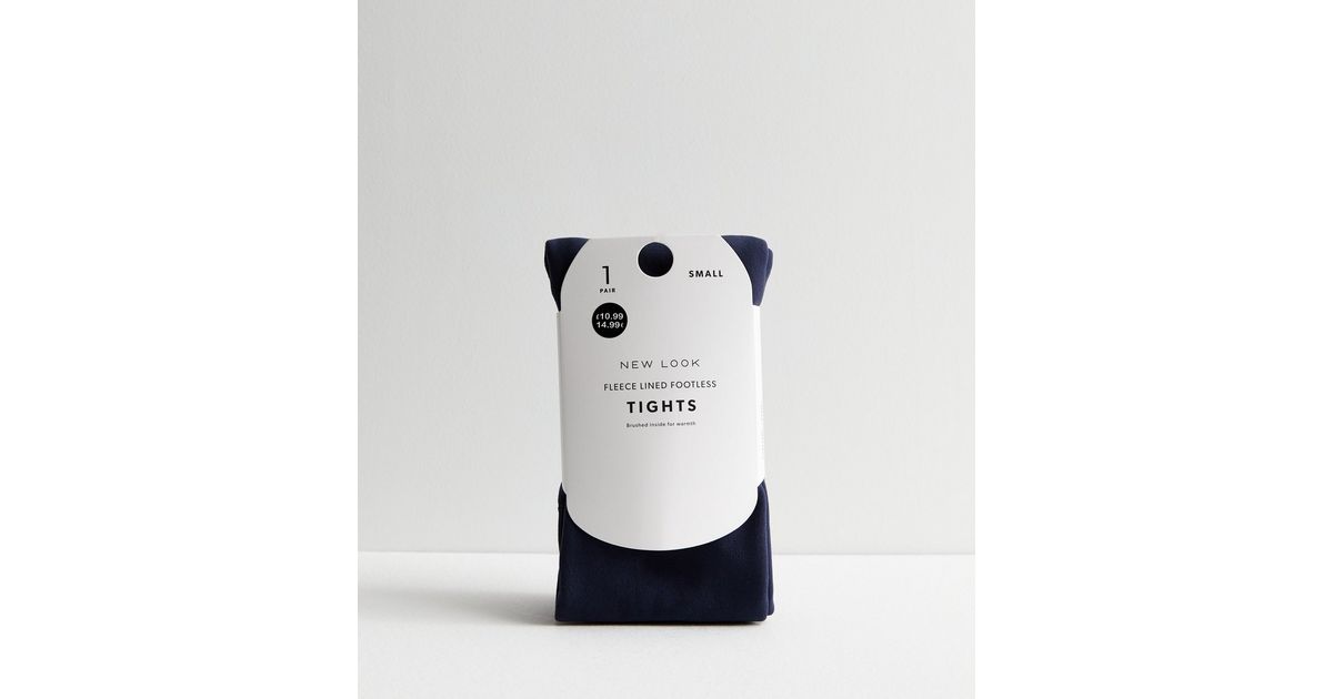 Navy Fleece Lined Footless Tights | New Look