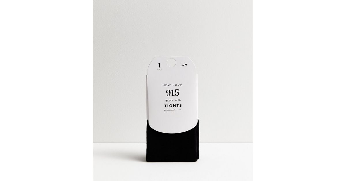 Girls Black Heavy Fleece Lined Tights | New Look