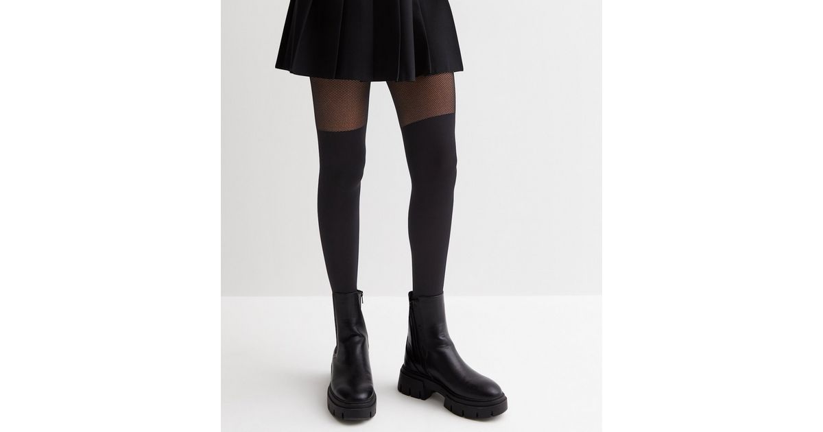 Black Mock Suspender Tights New Look