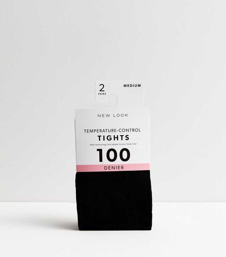 2 Pack Black 100 Denier Temperature Control Tights | New Look