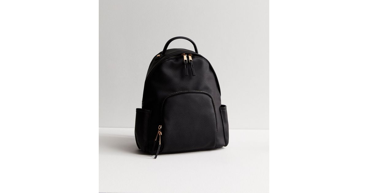Black Leather-Look Mini Backpack | New Look