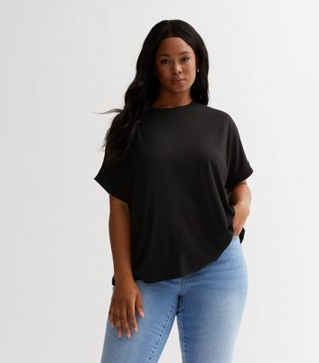 Blue Vanilla Curves Black Medallion Lace Back Top | New Look