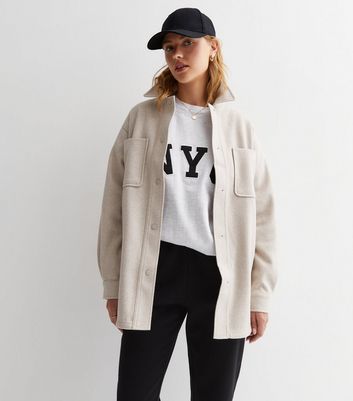 Stone Pocket Front Shacket | New Look