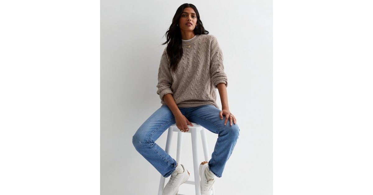 Mink Cable Knit Longline Jumper | New Look