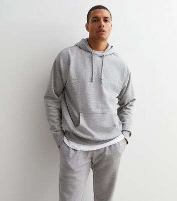 Grey Marl Pocket Front Relaxed Fit Hoodie | New Look