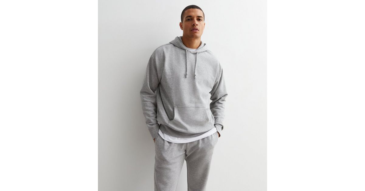 Grey Marl Pocket Front Relaxed Fit Hoodie | New Look