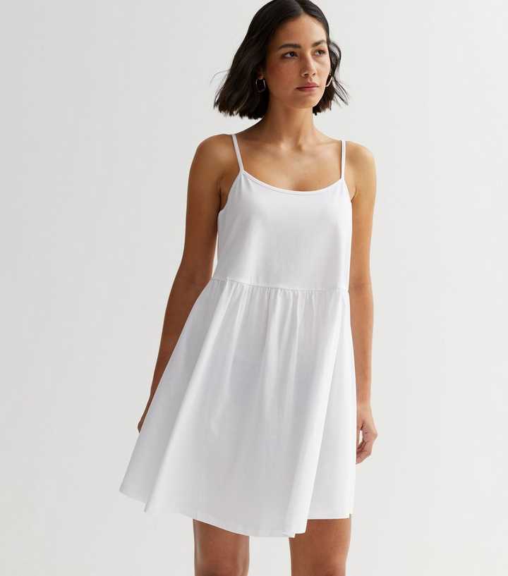 White Strappy Smock Mini Dress | New Look