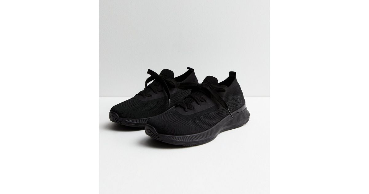 Black Lace Up Sports Trainers | New Look
