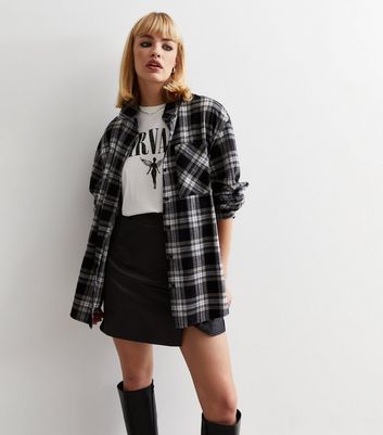 Black Check Cotton Long Sleeve Shirt | New Look