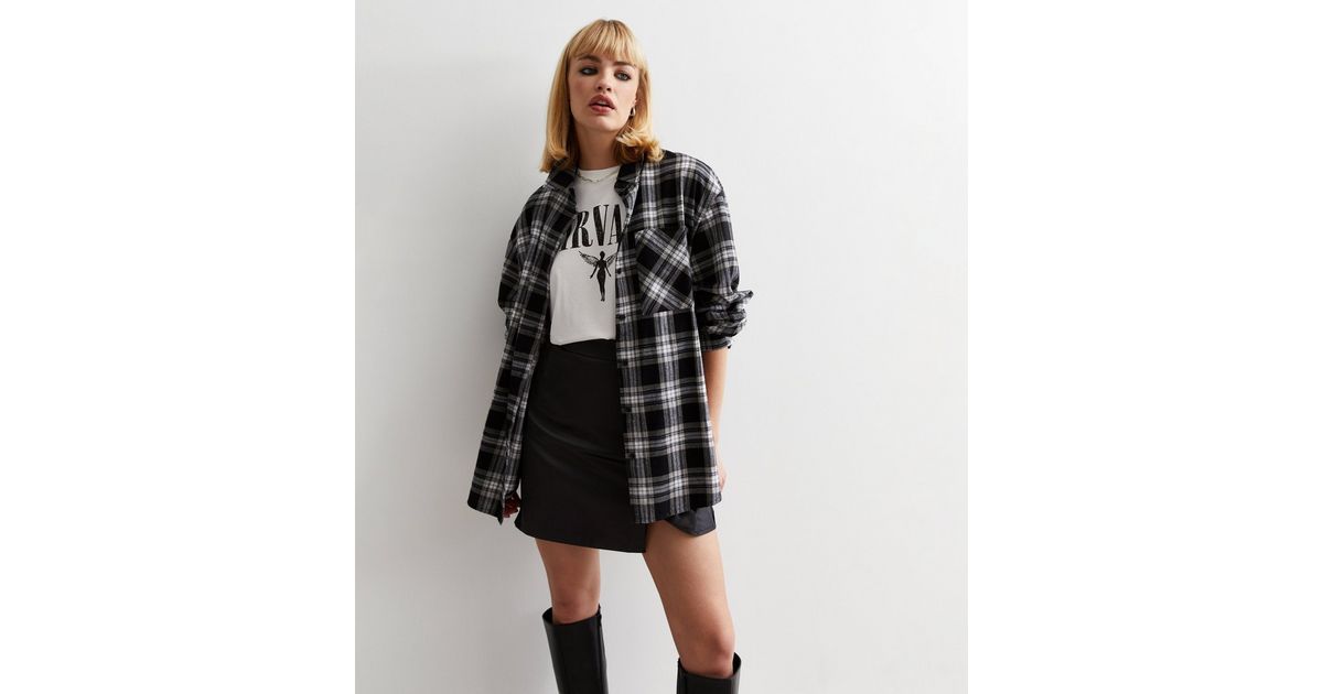 Black Check Cotton Long Sleeve Shirt | New Look