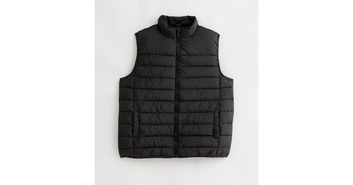 Black Puffer Zip Up Gilet | New Look