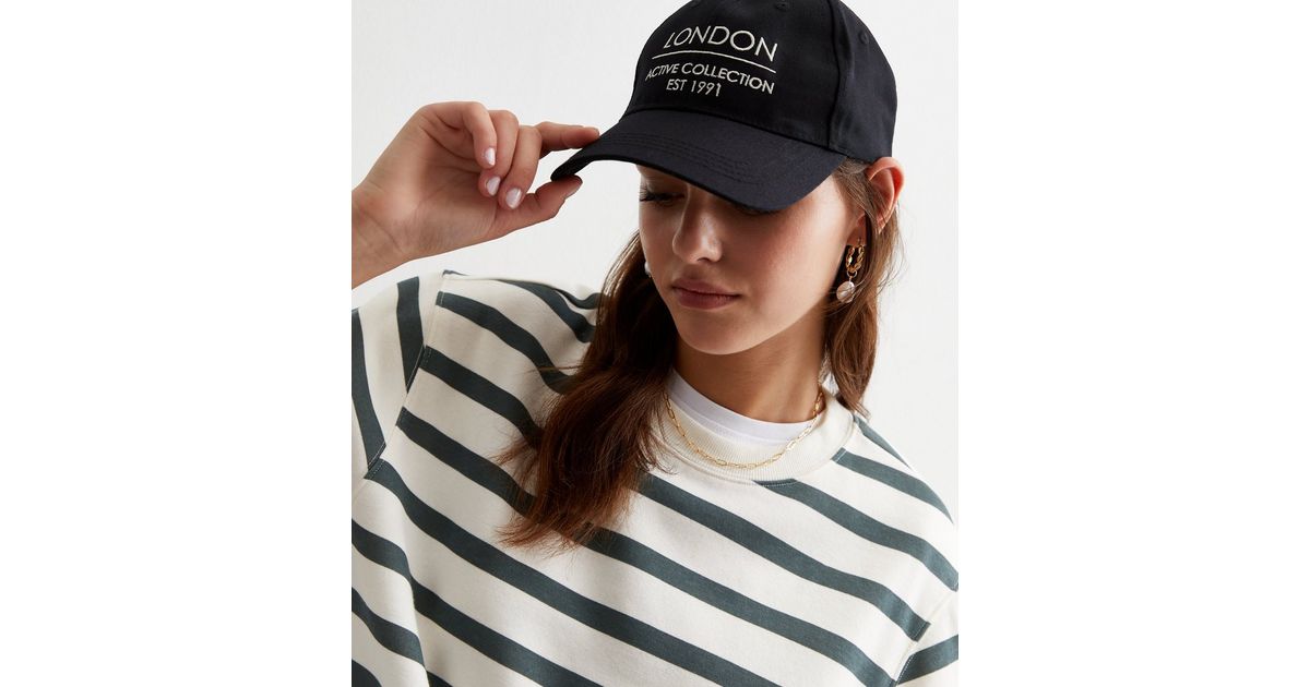 Black Embroidered London Logo Cap | New Look