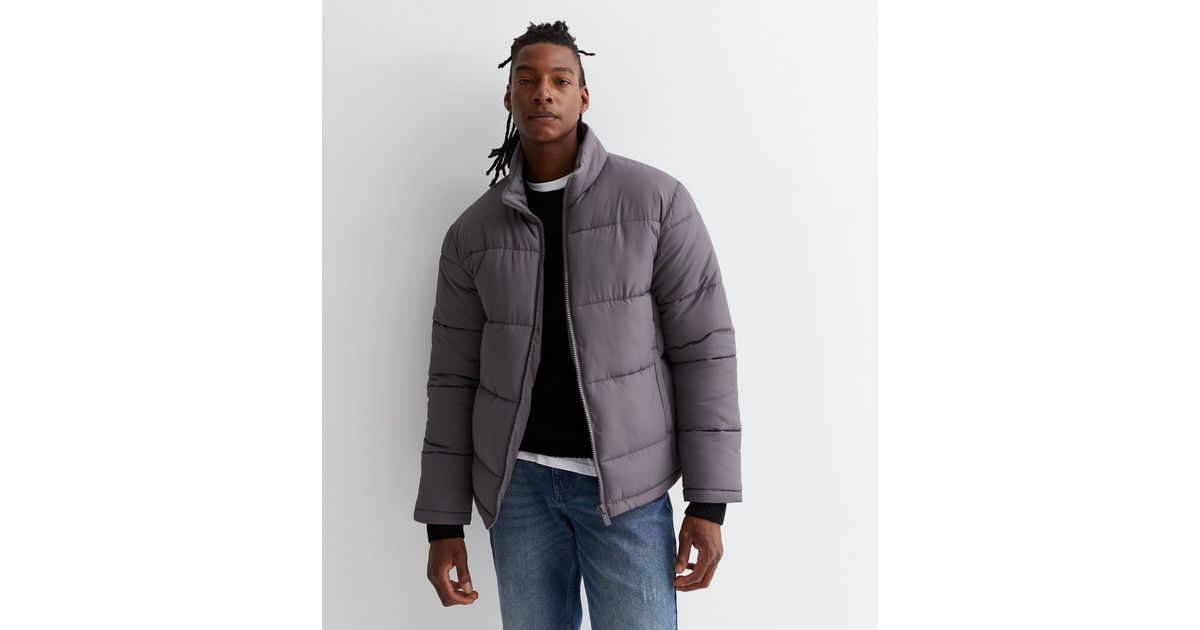 Dark Grey Puffer Jacket | New Look