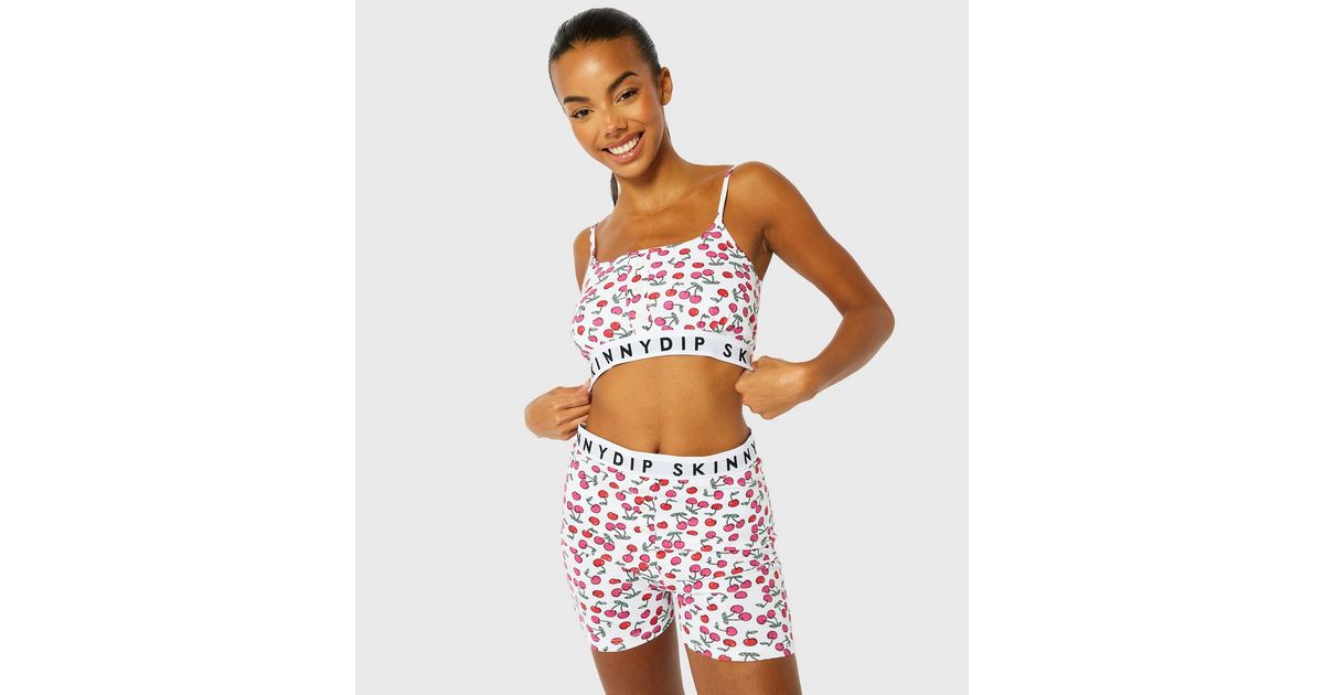 Skinnydip White Short Pyjama Set with Cherry Print | New Look