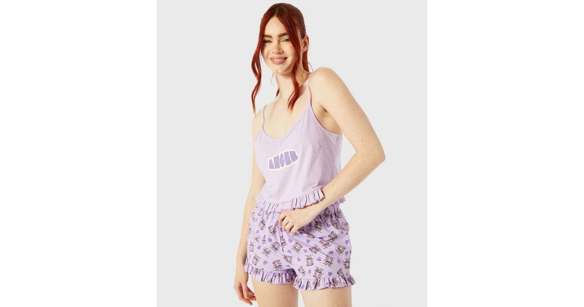 Skinnydip Lilac Short Pyjama Set with Disney Angel Print | New Look