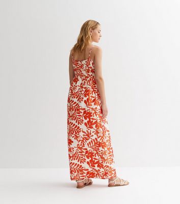 Red Leaf Print Strappy Maxi Dress | New Look