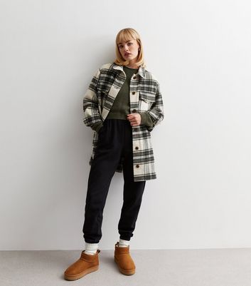 Cream Check Brushed Pocket Front Shacket | New Look