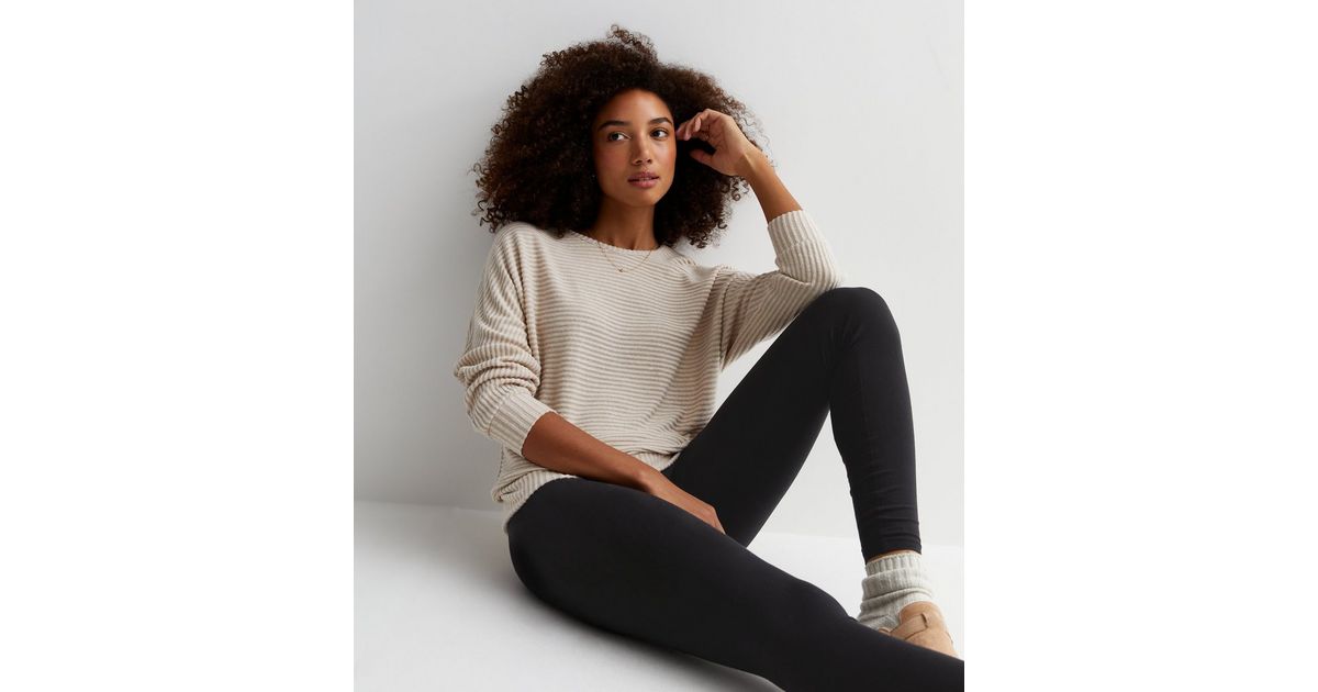 Stone Ribbed Knit Batwing Top | New Look