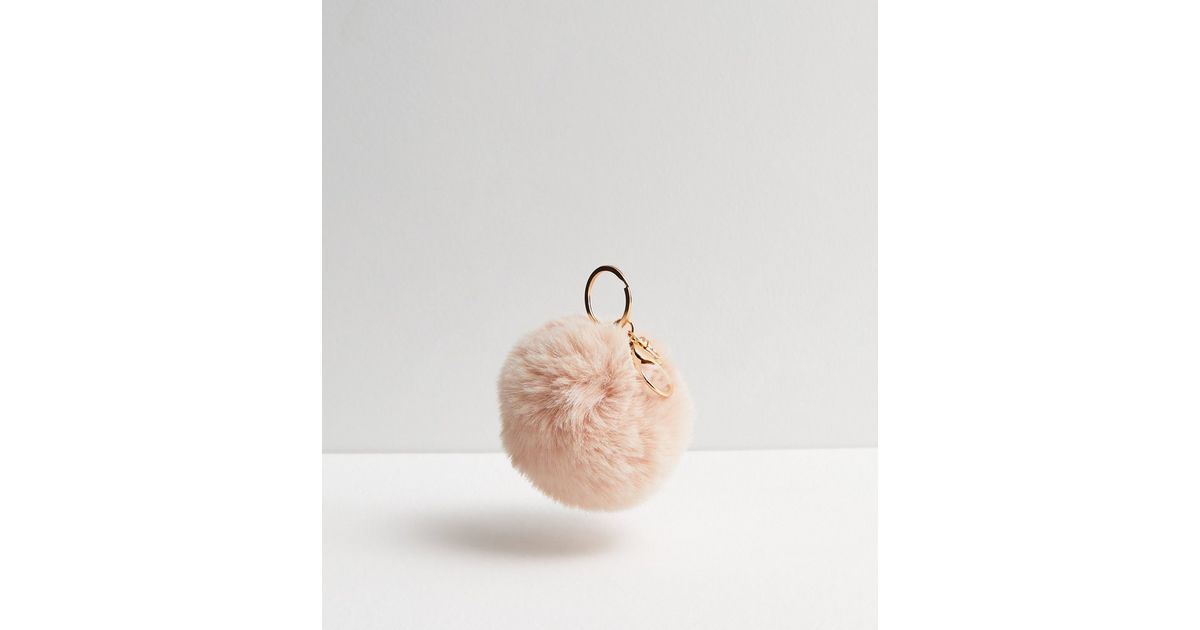 Coral Faux Fur Pom Pom Bag Charm | New Look