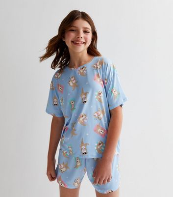 Girls Pale Blue Otter Short Pyjamas Set | New Look