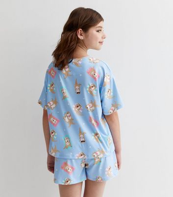 Girls Pale Blue Otter Short Pyjamas Set | New Look