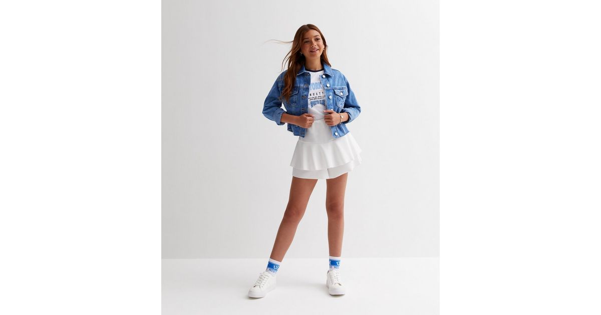 Girls White Scuba Skort | New Look