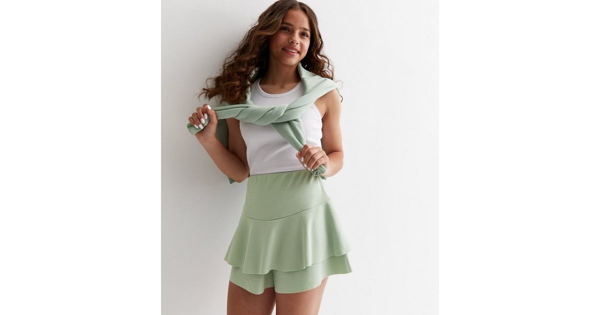 Girls Light Green Scuba Skort | New Look