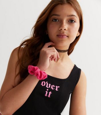 Girls Black Over It Logo Corset Vest | New Look