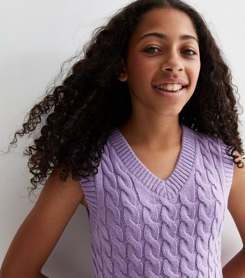 Girls Lilac Cable Knit Vest | New Look