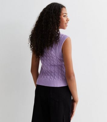 Girls Lilac Cable Knit Vest | New Look