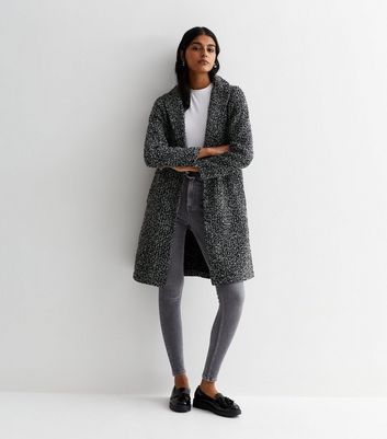 Black Textured Long Coat | New Look