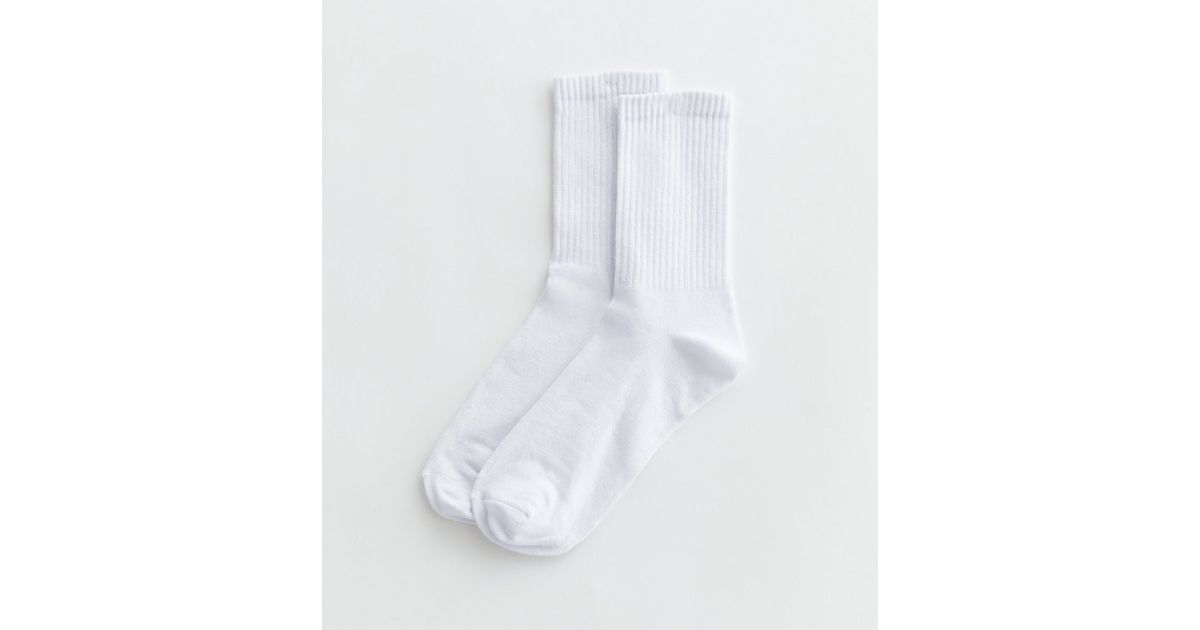 White Ribbed Tube Socks | New Look