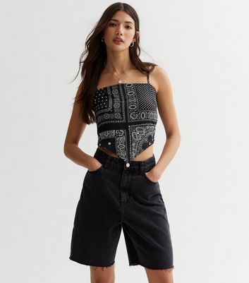Black Bandana Strappy Crop Top | New Look