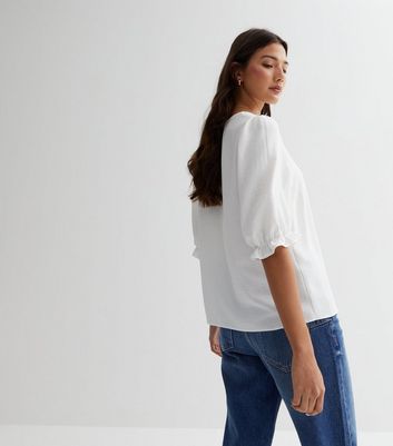 White Frill Sleeve Button Front Blouse | New Look