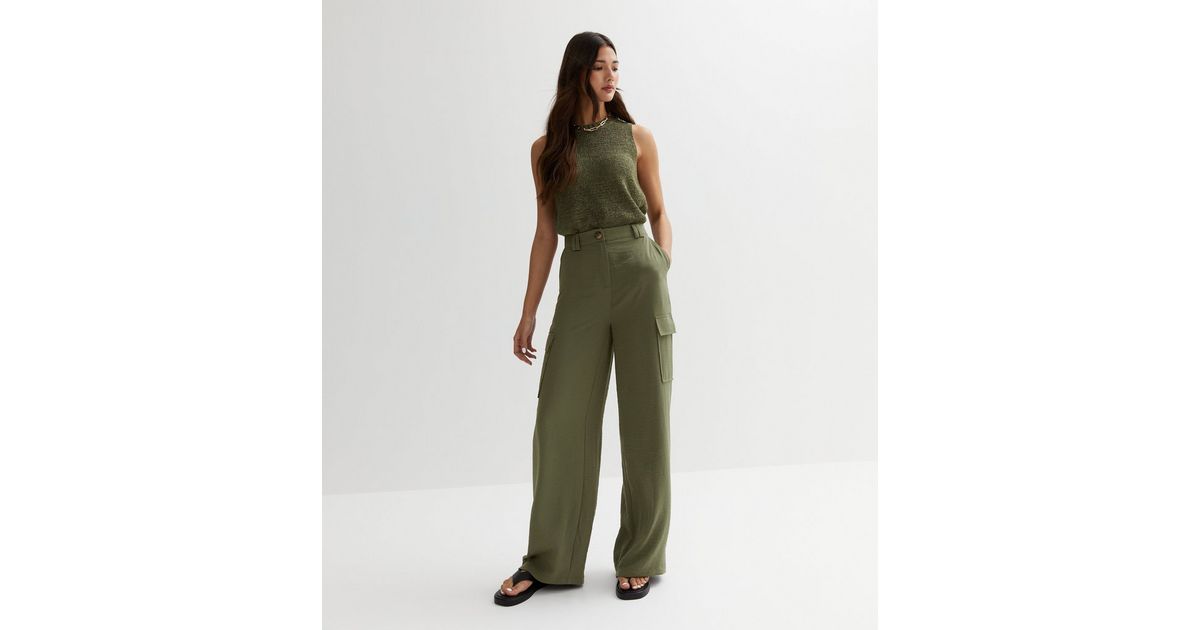 Khaki Wide Leg Cargo Trousers | New Look