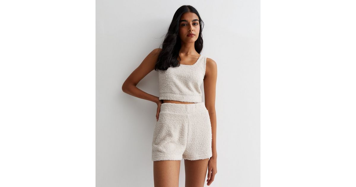 Stone Teddy Pyjama Lounge Shorts | New Look