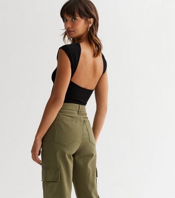 Black Cotton Blend Backless Crop Top | New Look