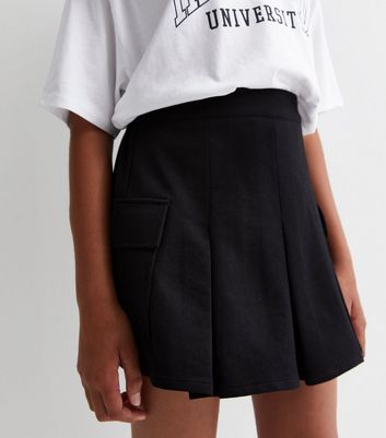 Girls Black Ponte Cargo Skort | New Look