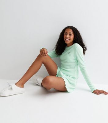 Girls Mint Green Ribbed Shorts Pyjama Set | New Look