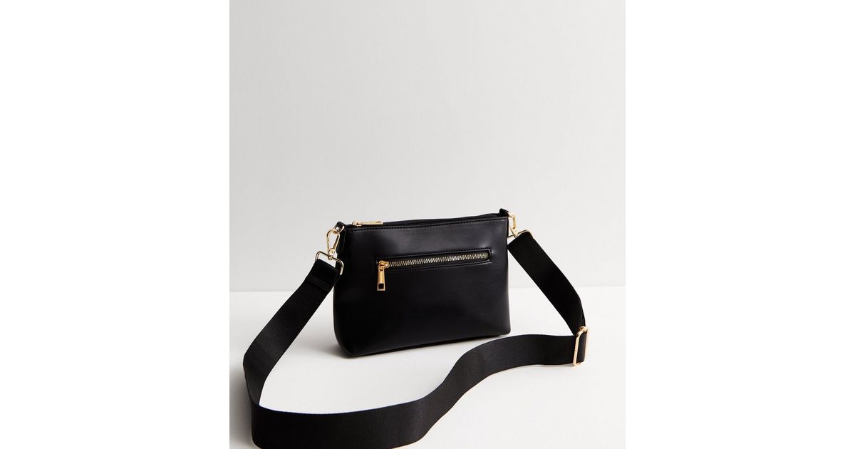 Black Webbed Strap Cross Body Bag | New Look