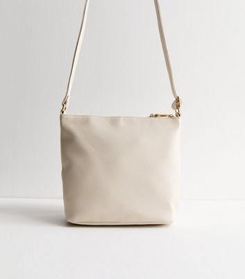 Cream leather bucket bag store
