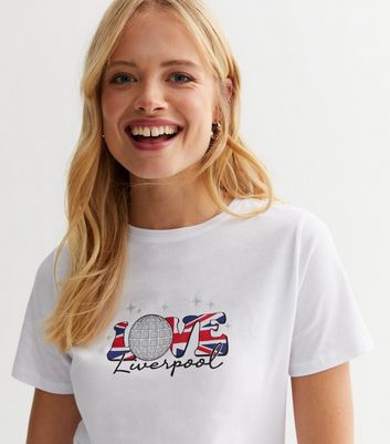 White Union Jack Love Liverpool Logo T-Shirt | New Look