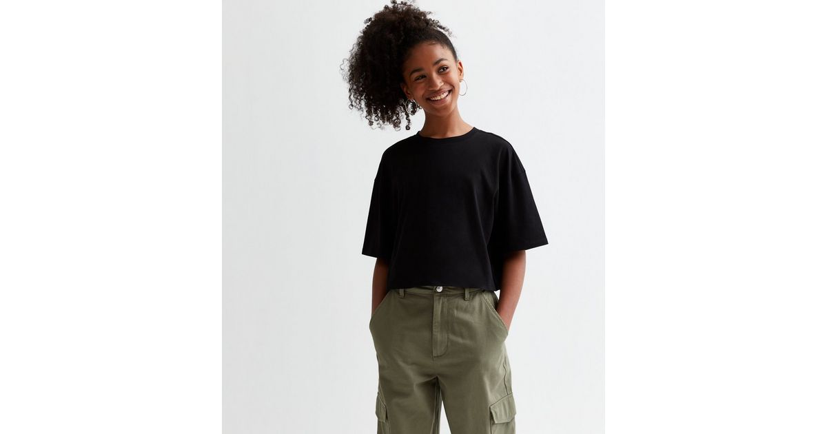 Girls Black Cotton Boxy T-Shirt | New Look