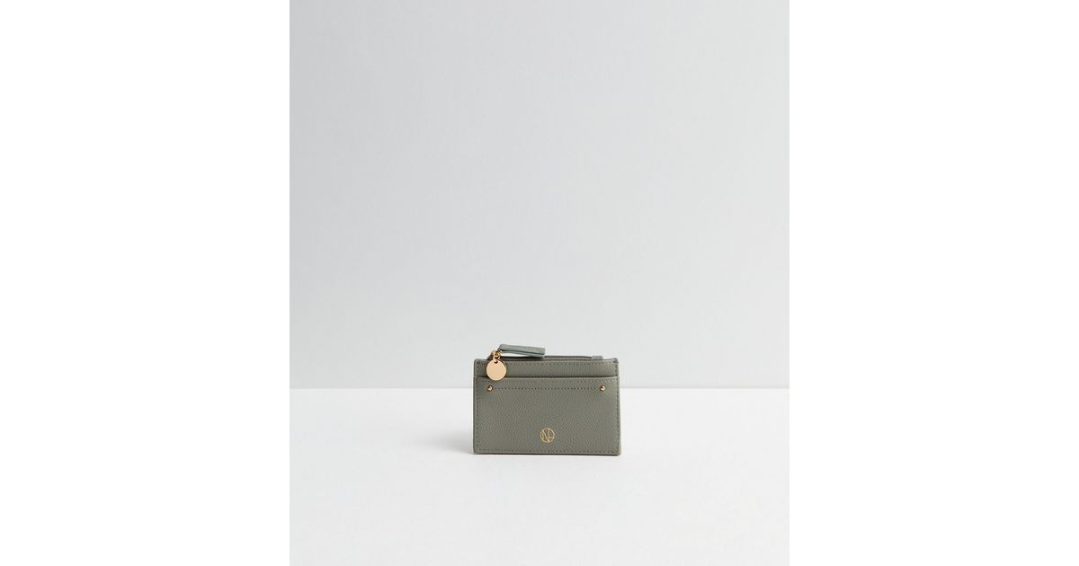 Light Green Leather-Look Card Holder | New Look