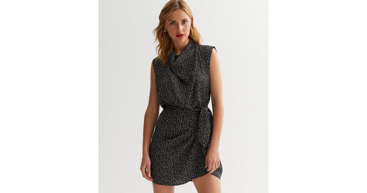 Black Spot High Neck Mini Dress | New Look