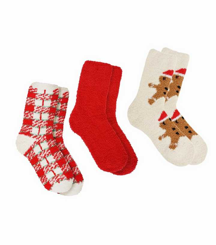 Loungeable 3 Pack Multicloured Festive Cosy Socks | New Look