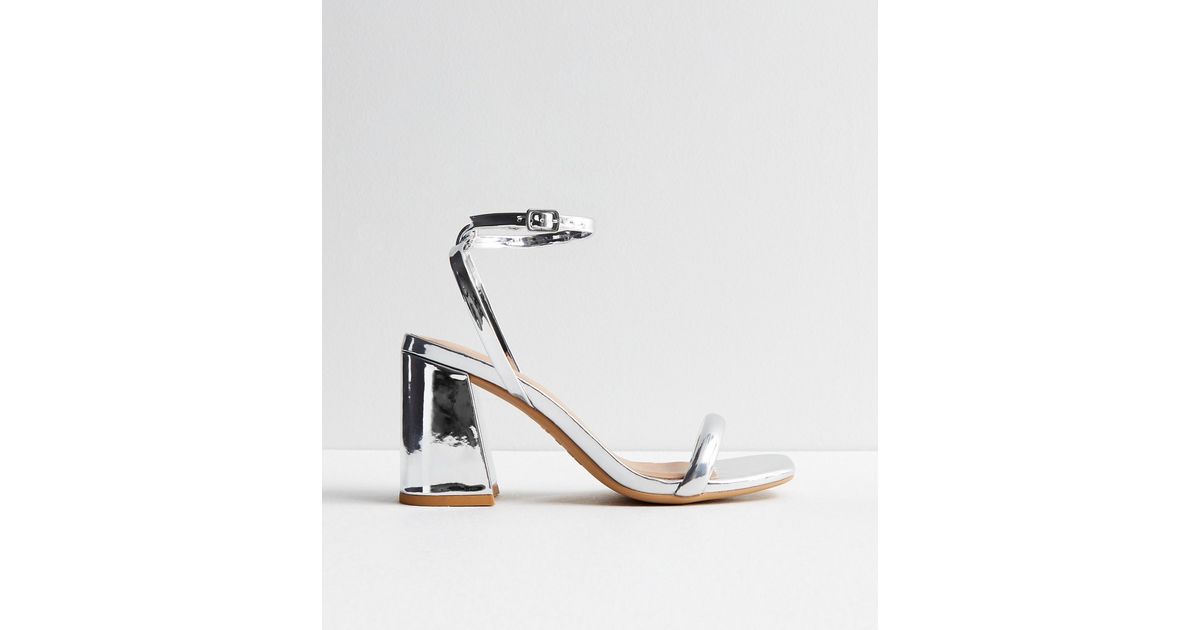 Silver 2 Part Block Heel Sandals | New Look