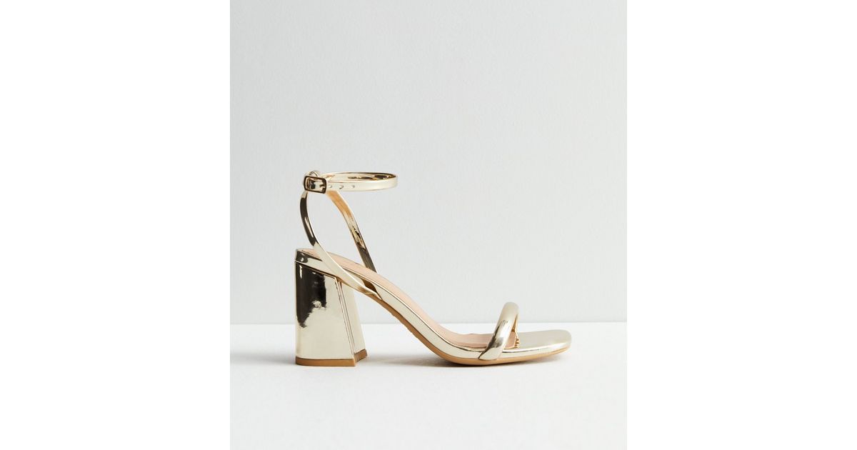 Gold 2 Part Block Heel Sandals | New Look