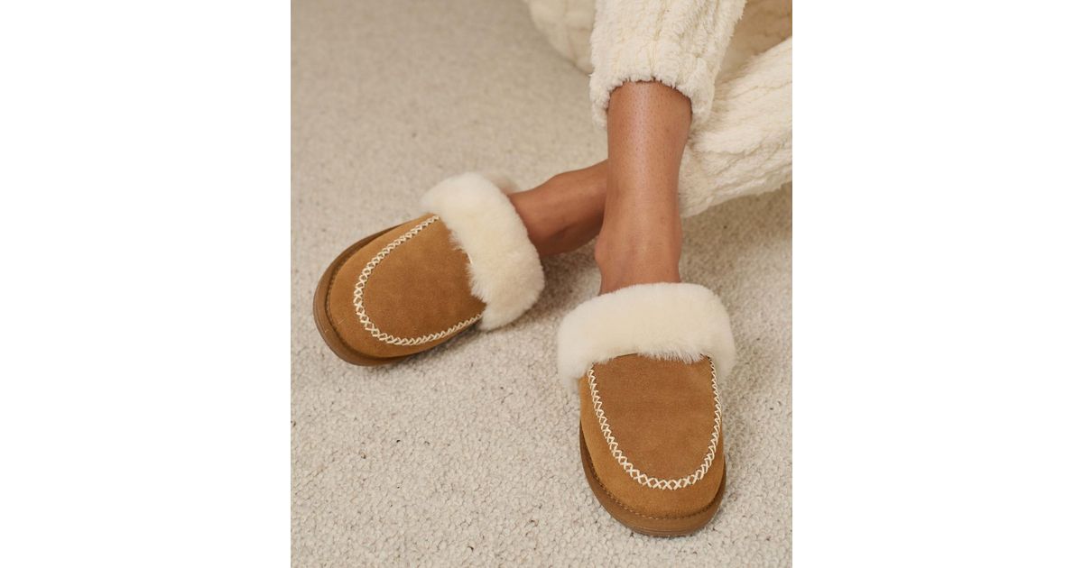 Loungeable Tan Real Sheepskin Slippers | New Look