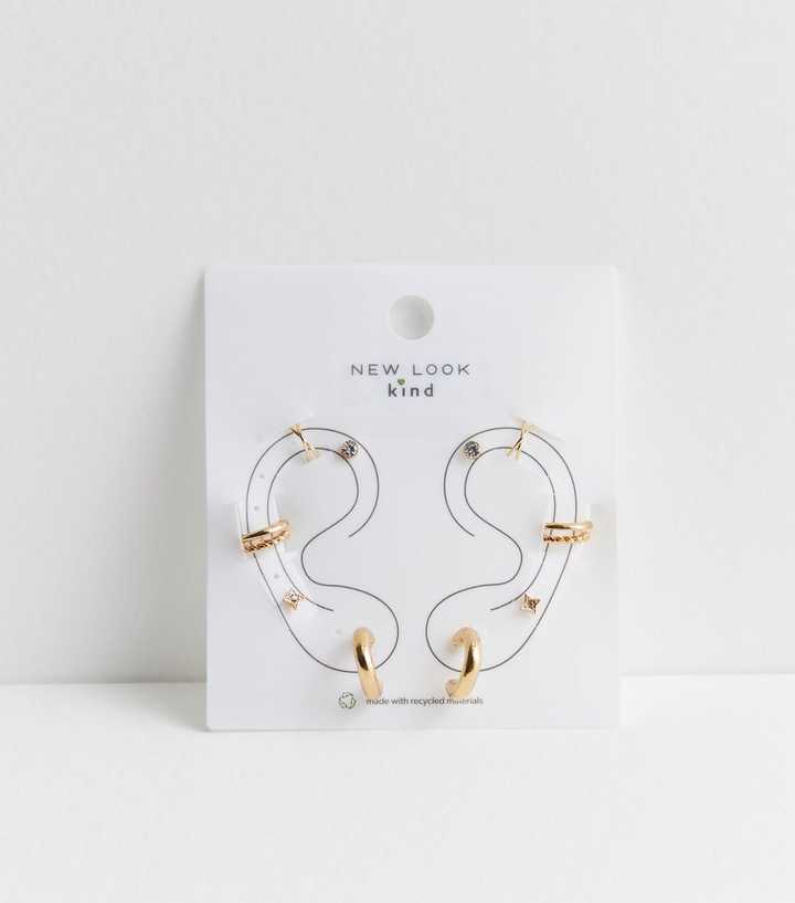 Gold-Tone 5 Pack of Earrings and Ear Cuffs Set | New Look
